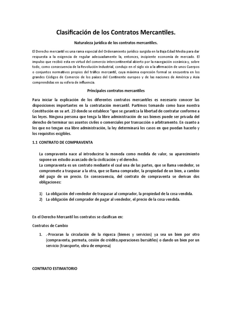 Clasificación de Los Contratos Mercantiles (Recuperado Automáticamente ...