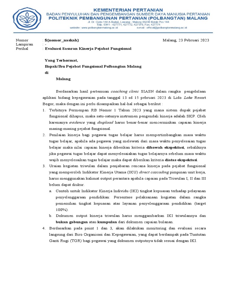 Surat Evaluasi | PDF