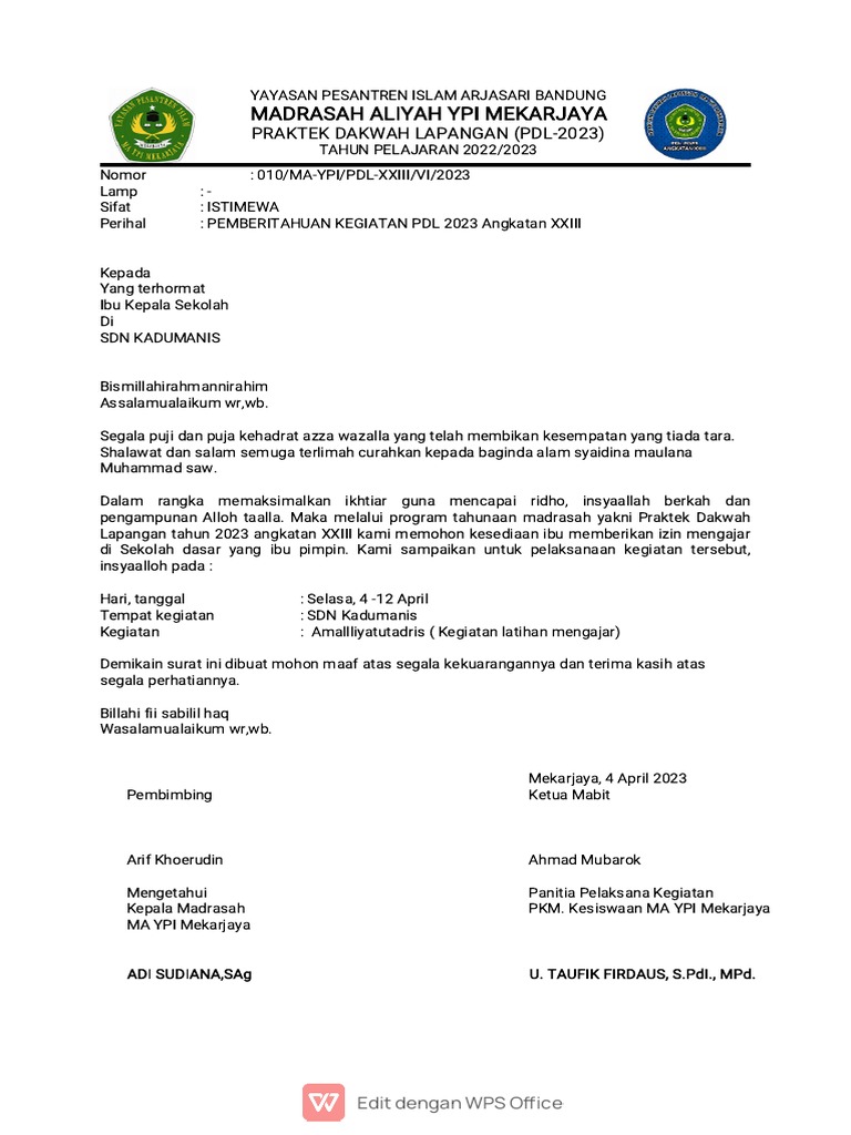 Surat Pemberitahuan Desa | PDF