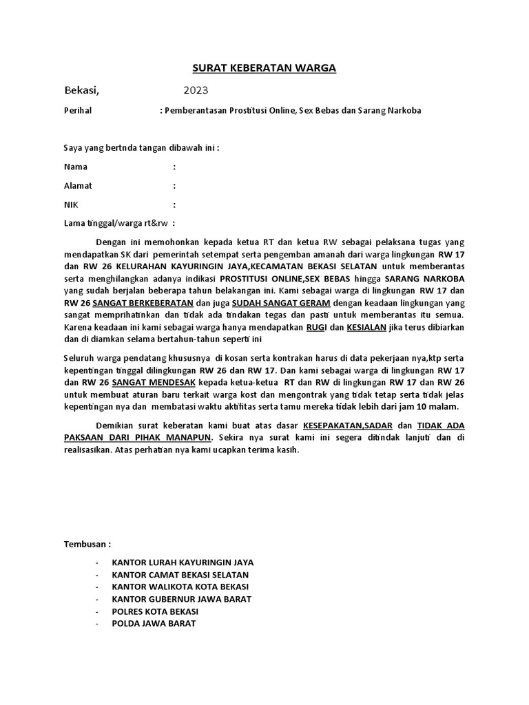 Surat Keberatan Warga | PDF