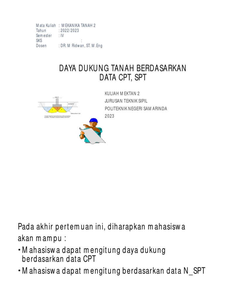 Daya Dukung Tanah Berdasarkan Data CPT | PDF