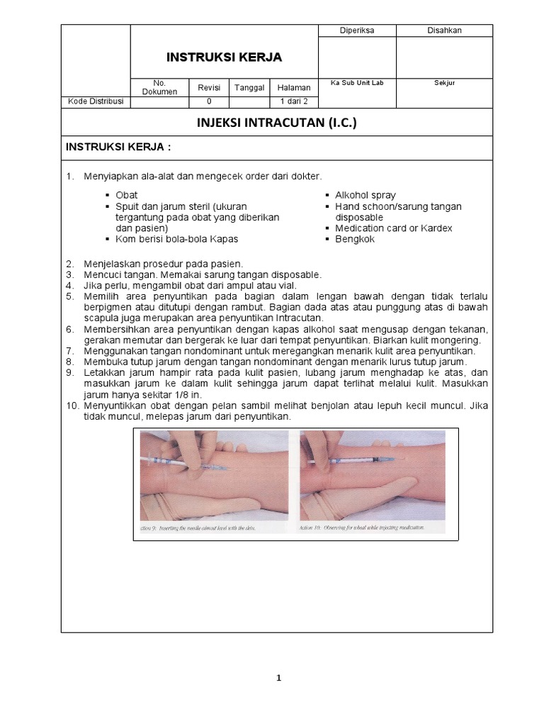 Prosedur Injeksi Intracutan | PDF | Teknologi & Rekayasa