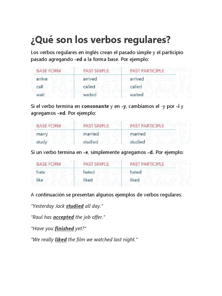 Guía de Verbos Regulares e Irregulares | PDF