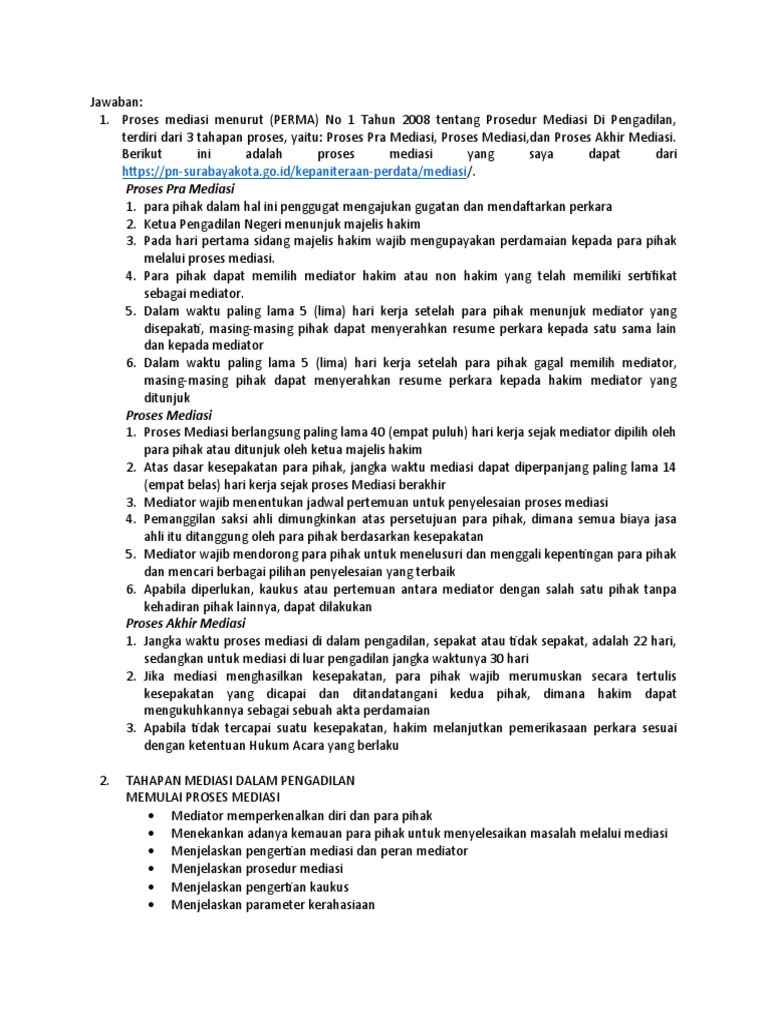 Tahapan Proses Mediasi di Pengadilan | PDF
