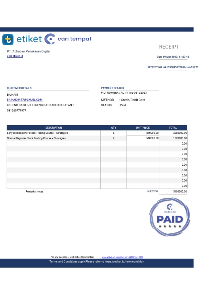 Beginner Stock Trading Receipt | PDF | Service Industries | Business