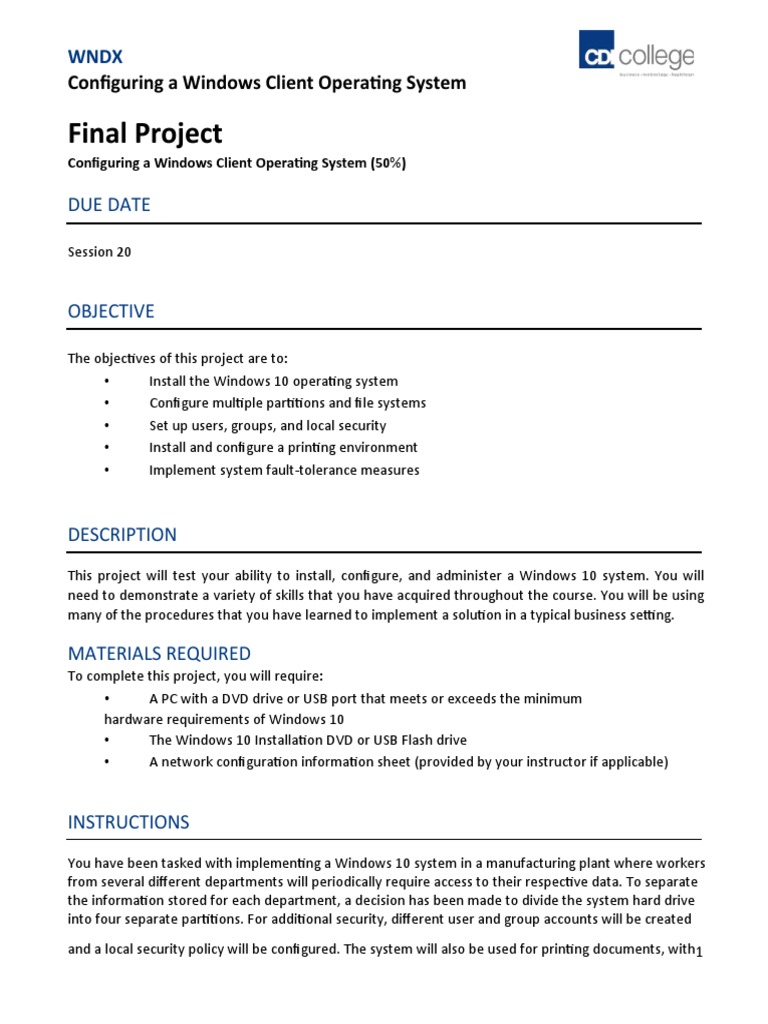 Final Project: Due Date | PDF | Computer File | Operating System