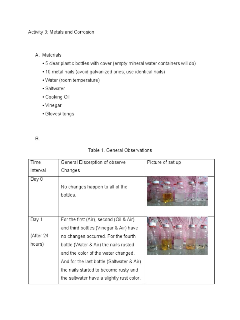 Activity 3 Metal and Corrosion | PDF | Rust | Corrosion
