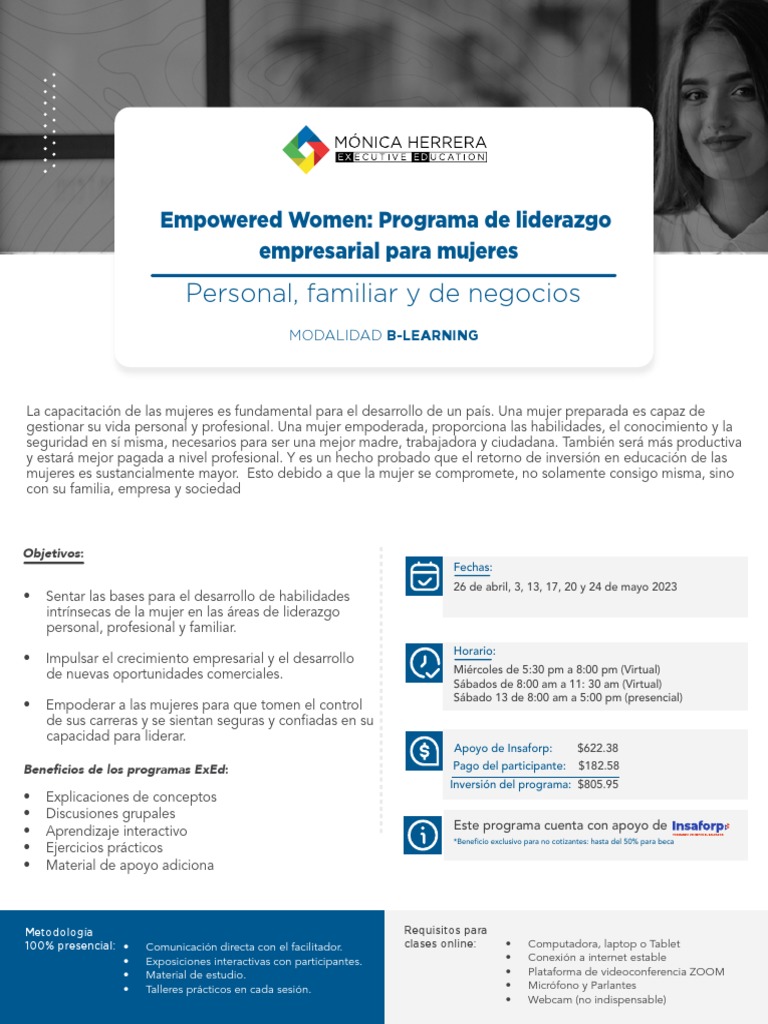 Empoderando a las mujeres: Programa de liderazgo empresarial para el desarrollo personal y ...