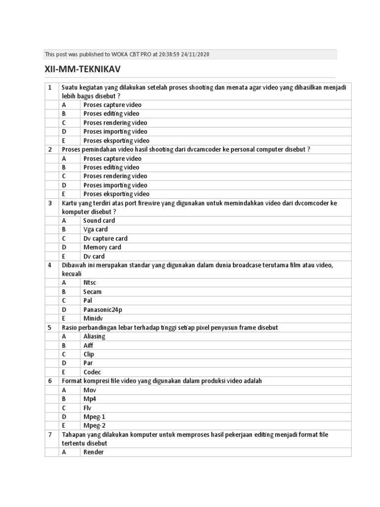 Contoh Soal Pengolahan Audio Video Pdf