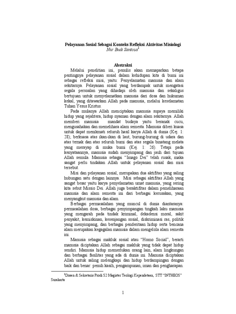 Misiologi dan Pelayanan Sosial | PDF | Ilmu Sosial | Agama & Spiritualitas