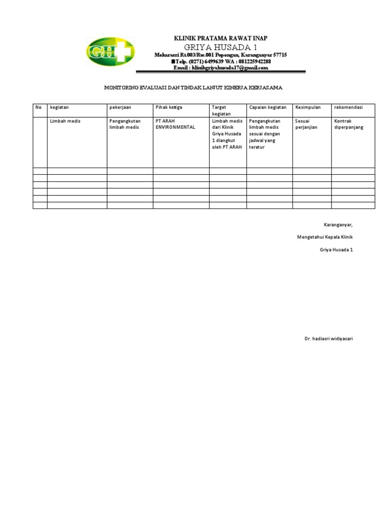 Monitoring Dan Evaluasi Dan Tindak Lanjut Kinerj A Pihak Ke 3 | PDF