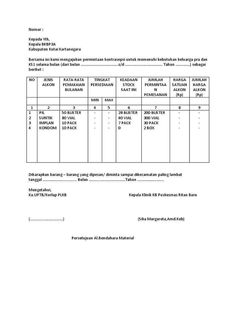 Form Permintaan KB | PDF