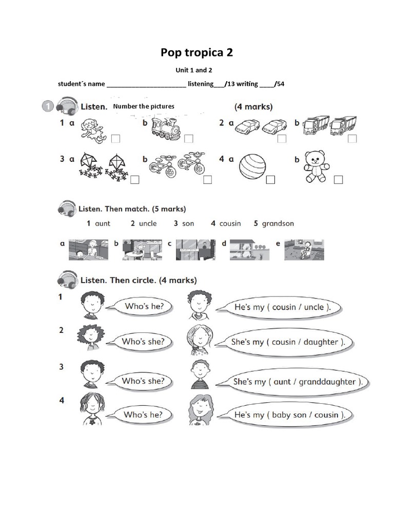 Pop Tropica 2 Unit 1-2 Exam | PDF | Cognition | Cognitive Psychology Pop Tropica 2 Unit 1-2 Exam | PDF | Cognition | Cognitive Psychology
