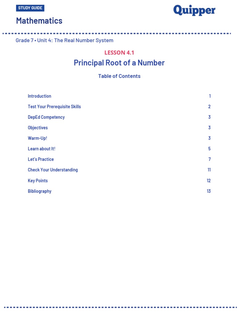 Understanding Principal Roots in Math | PDF | Numbers | Square Root