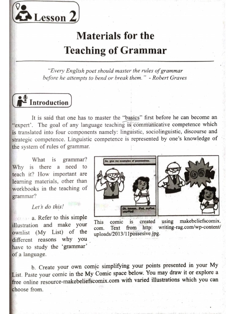 Materials For The Teaching of Grammar | PDF