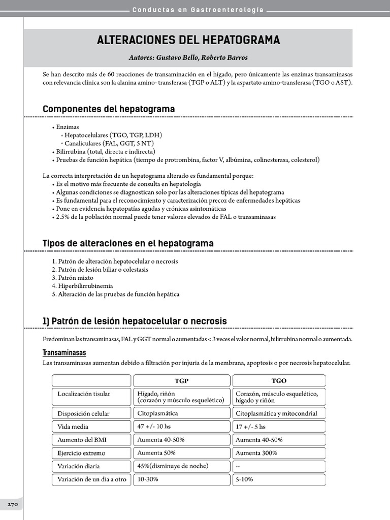 Alteraciones Del Hepatograma | PDF | Transaminasa | Hepatitis