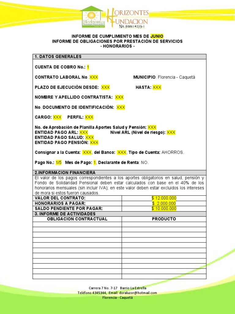 Formato Informe de Actividades Ops-1ra. Infancia | PDF | Pensión