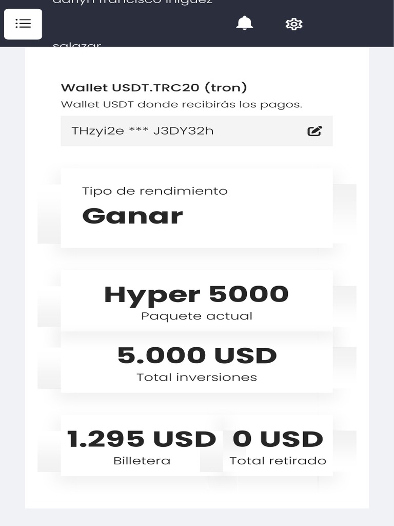 Ganar Hyper 5000 5.000 USD 1.295 USD 0 Usd: Wallet USDT - TRC20 (Tron) | PDF