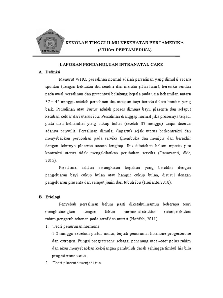 Panduan Lengkap Intranatal Care | PDF