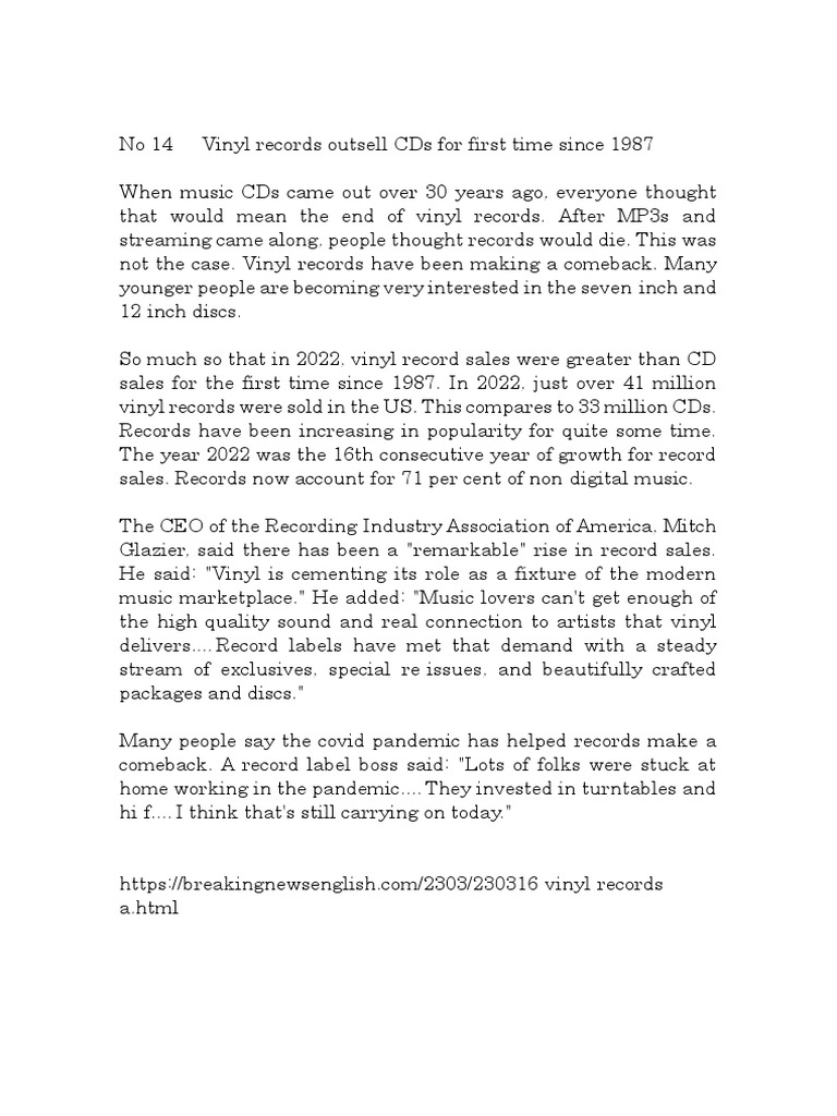 Vinyl Records Outsell Cds For First Time Since 1987 As Younger