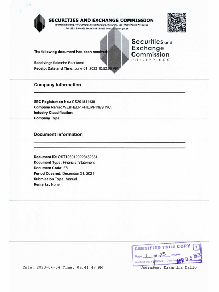 Webhelp Phil Inc | PDF
