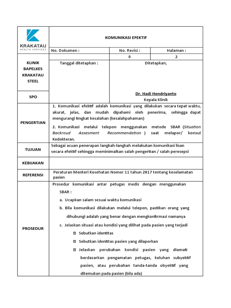 Komunikasi Efektif SBAR Medis | PDF