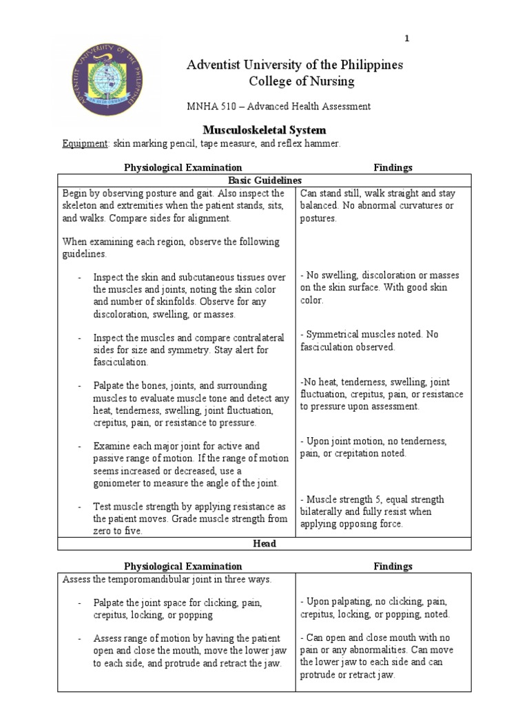 Musculoskeletal System Examination Guide | PDF | Anatomical Terms Of ...