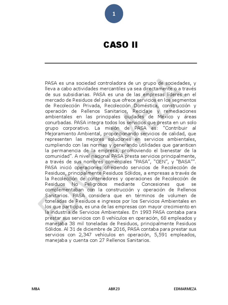 Caso II PATSA 1abr23 | PDF | Residuos | Biotecnología