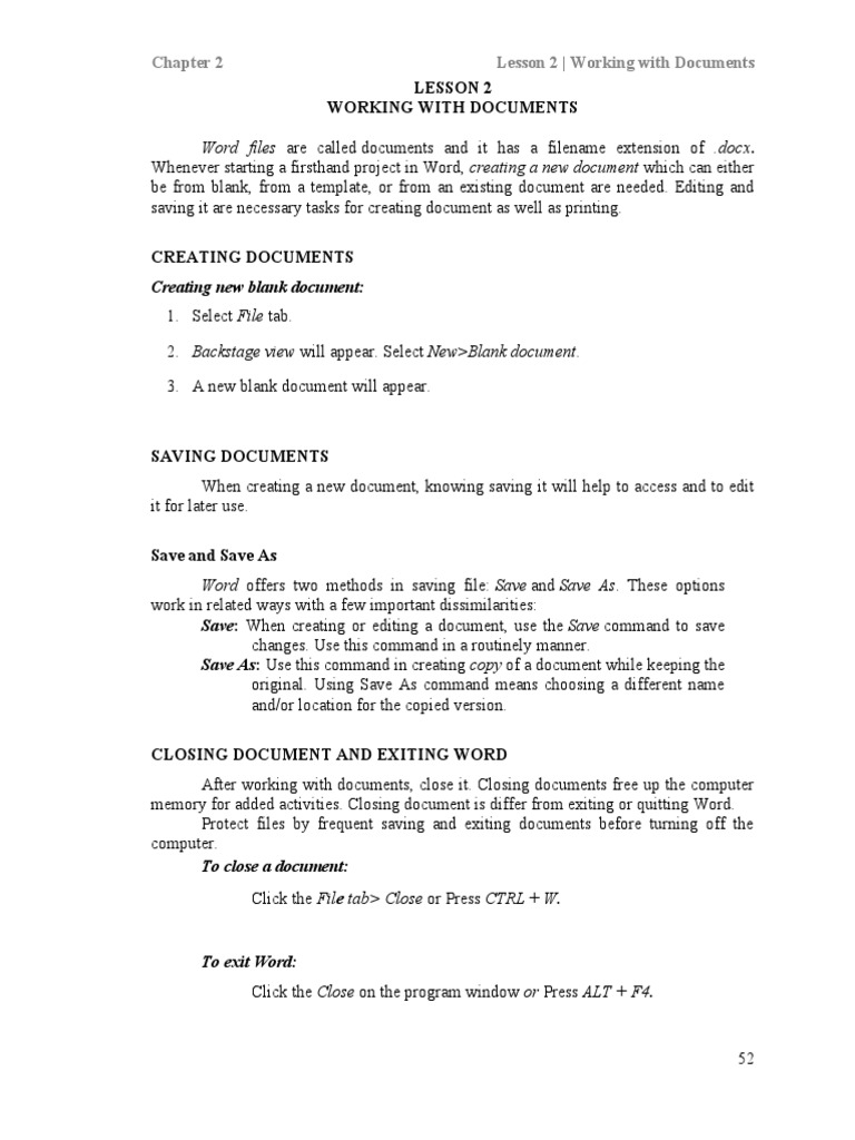 Working with Word Documents Basics | PDF | Microsoft Word | Software Development