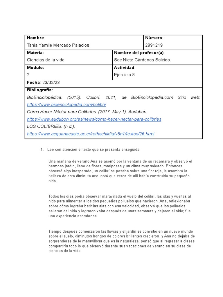 CV - Ejer. 8 | PDF | Respiración celular | Química