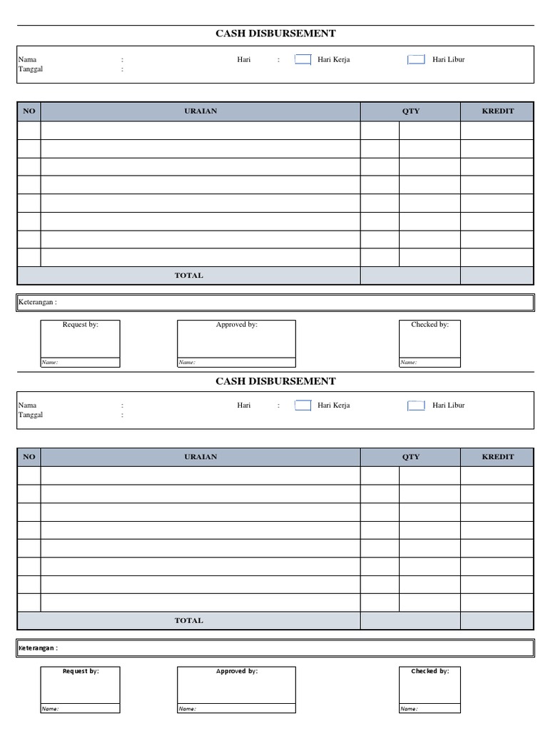 Form Cash Disbursement | PDF
