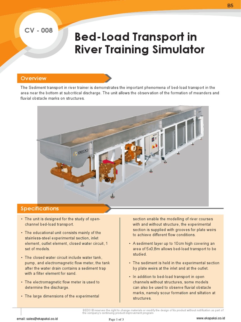 B1. CV-008 Bed-Load Transport in River Training Simulator | PDF | Sediment | River