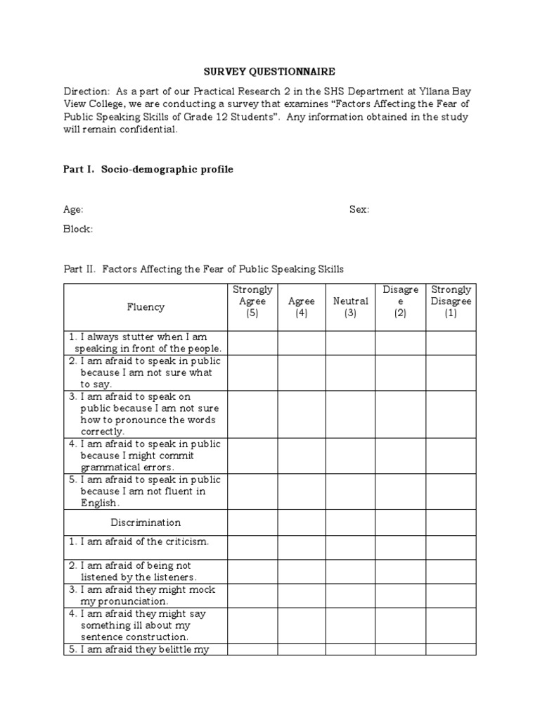 Survey Questionnaire | PDF