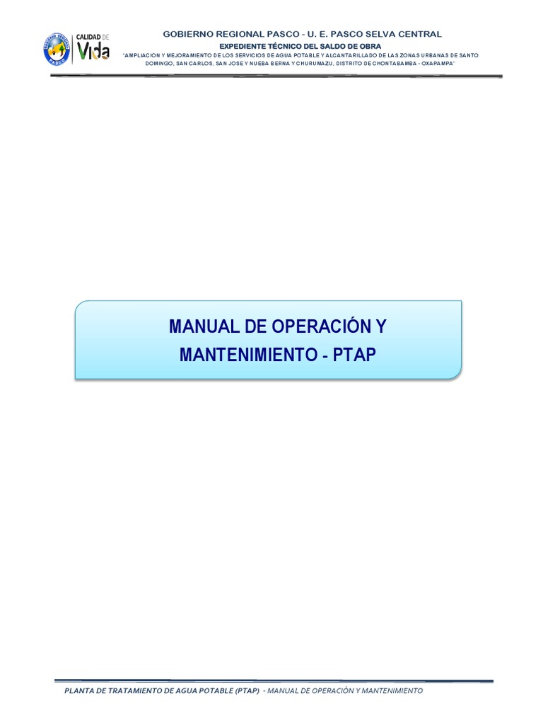 14.04. Ope & Mant. - Ptap | PDF | Agua | Agua potable
