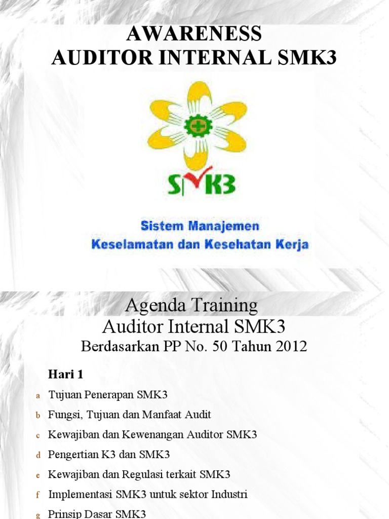 Awareness Auditor Internal SMK3 - Part 1 | PDF