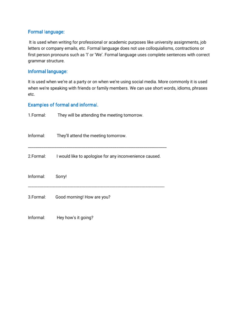 Formal and Informal Language | PDF