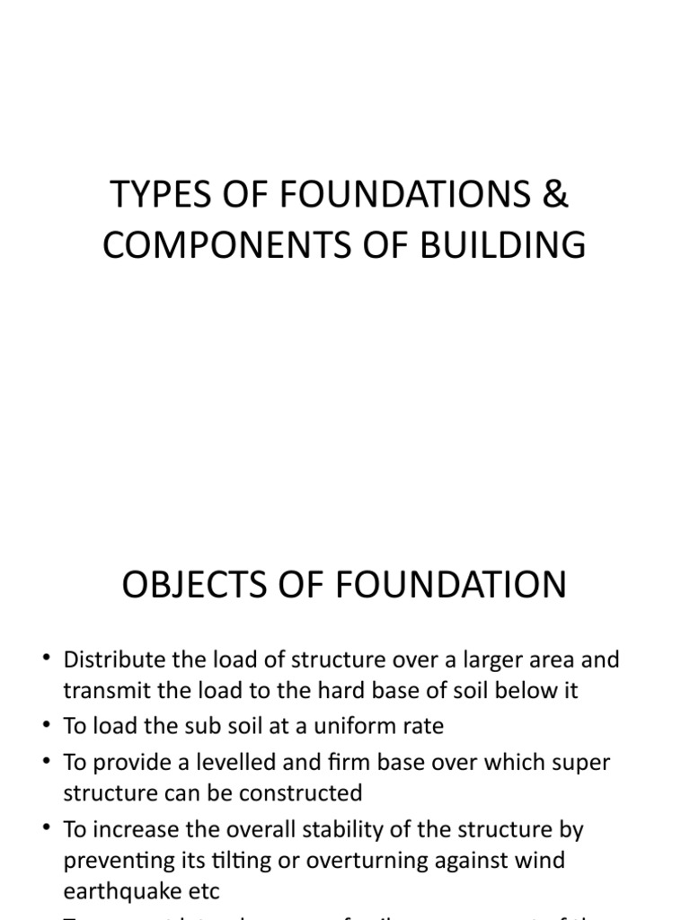 Types of Foundations & Components of Building | PDF | Deep Foundation | Framing (Construction)