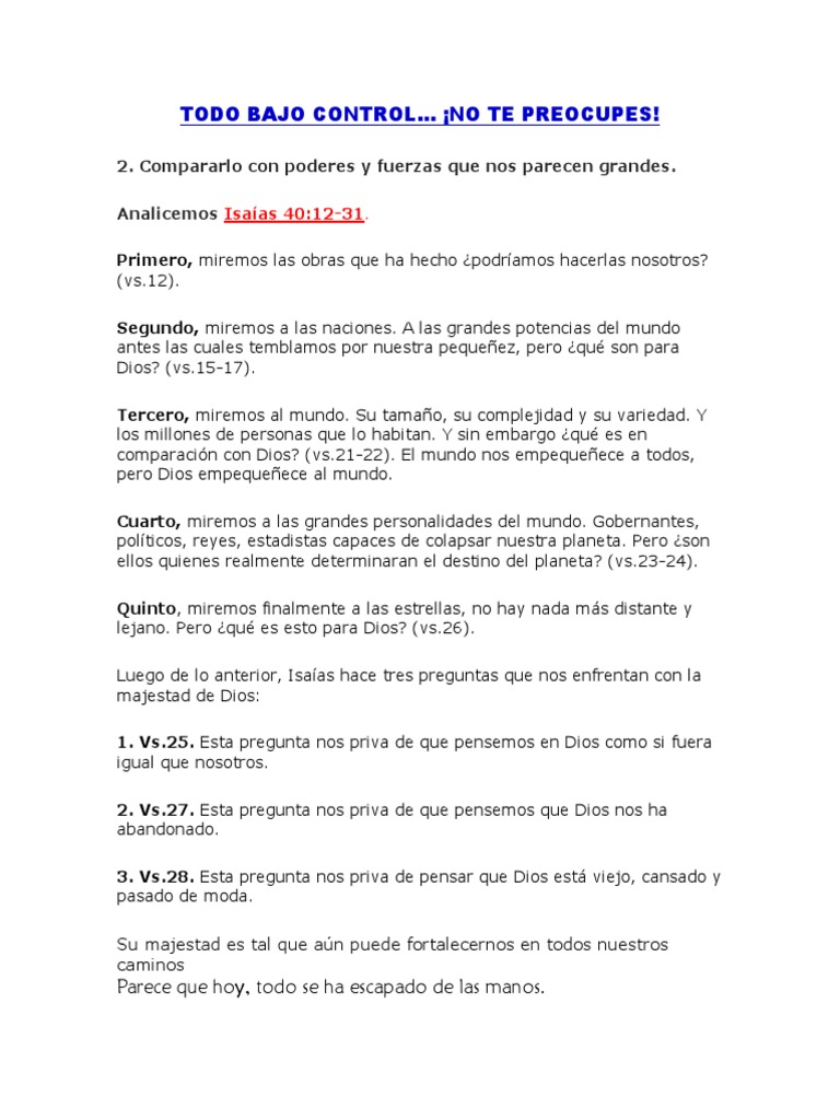 Dios Tiene Todo Bajo Control | PDF | Fe | Dios