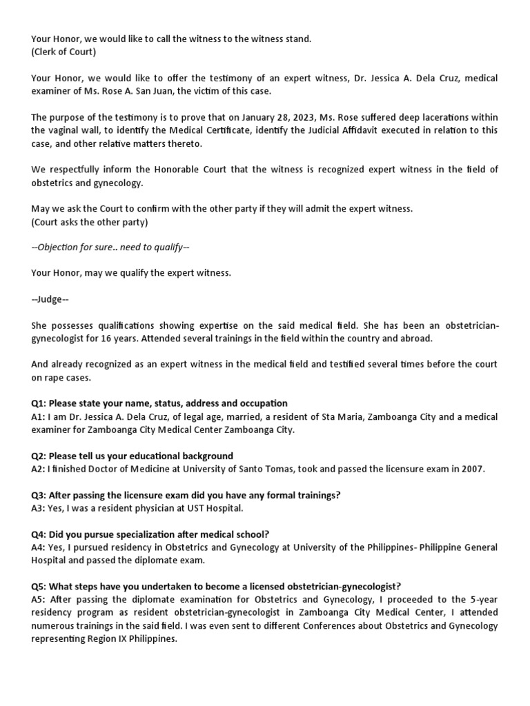 Final Script | PDF | Obstetrics And Gynaecology | Witness