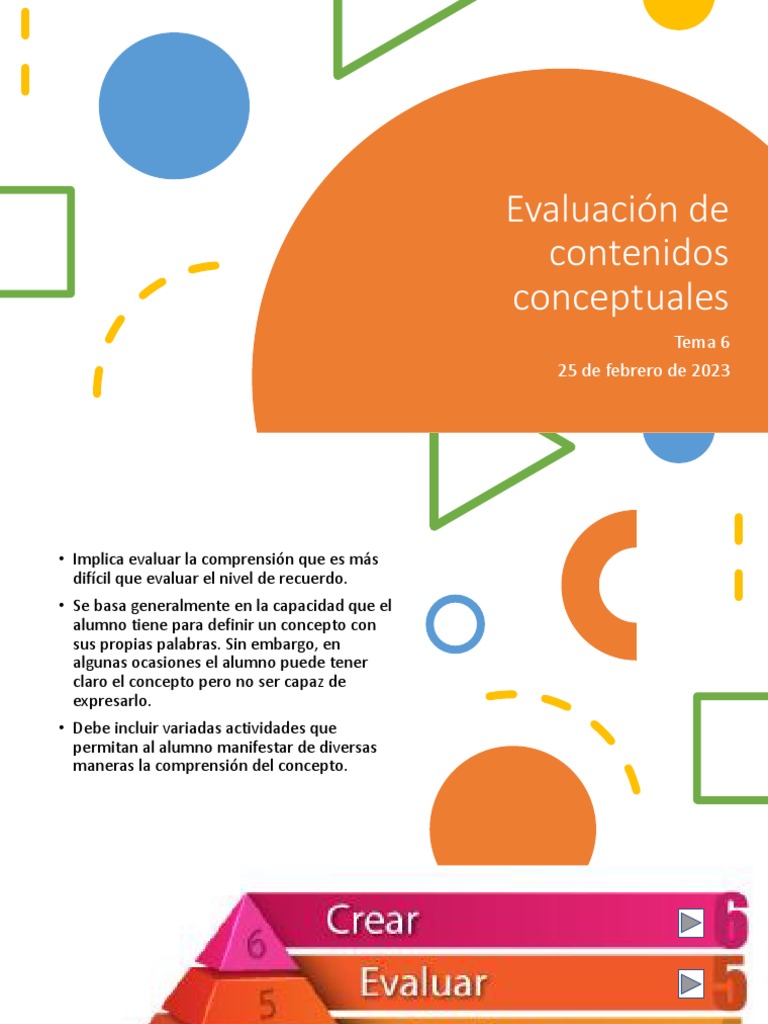 Evaluaci N de Contenidos Conceptuales 23 | PDF | Aprendizaje | Comprensión