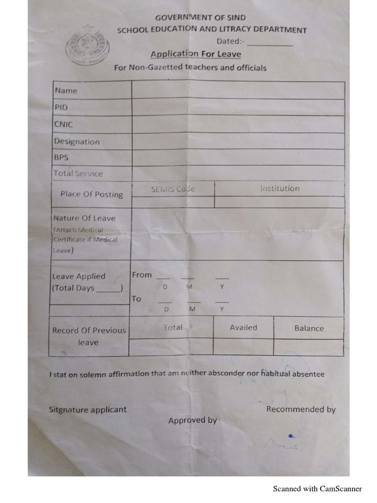 Application of Leave | PDF