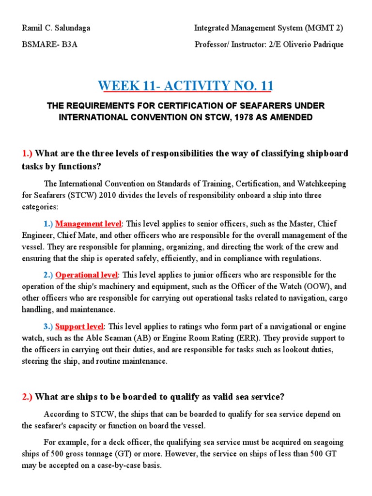 Week 11-Activity No. 11 | PDF | Sailor | Ships