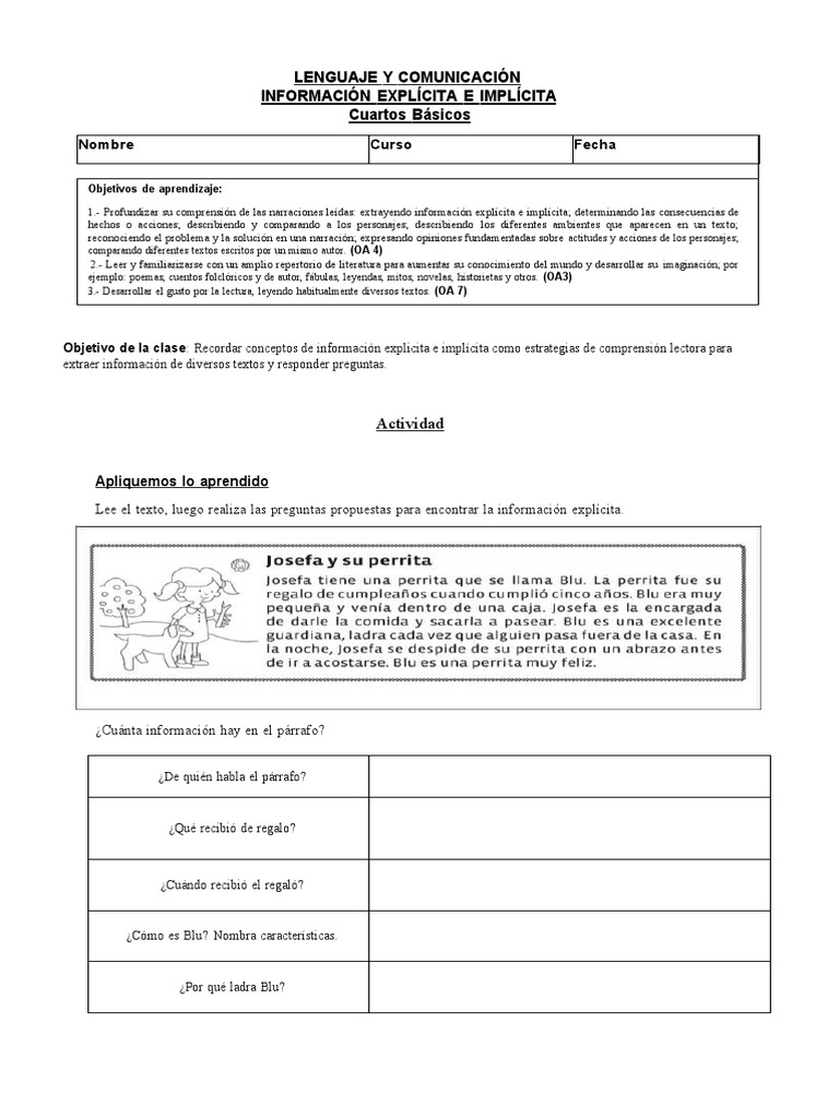 Información Explícita e Implicita | PDF | Comprensión lectora | Aprendizaje
