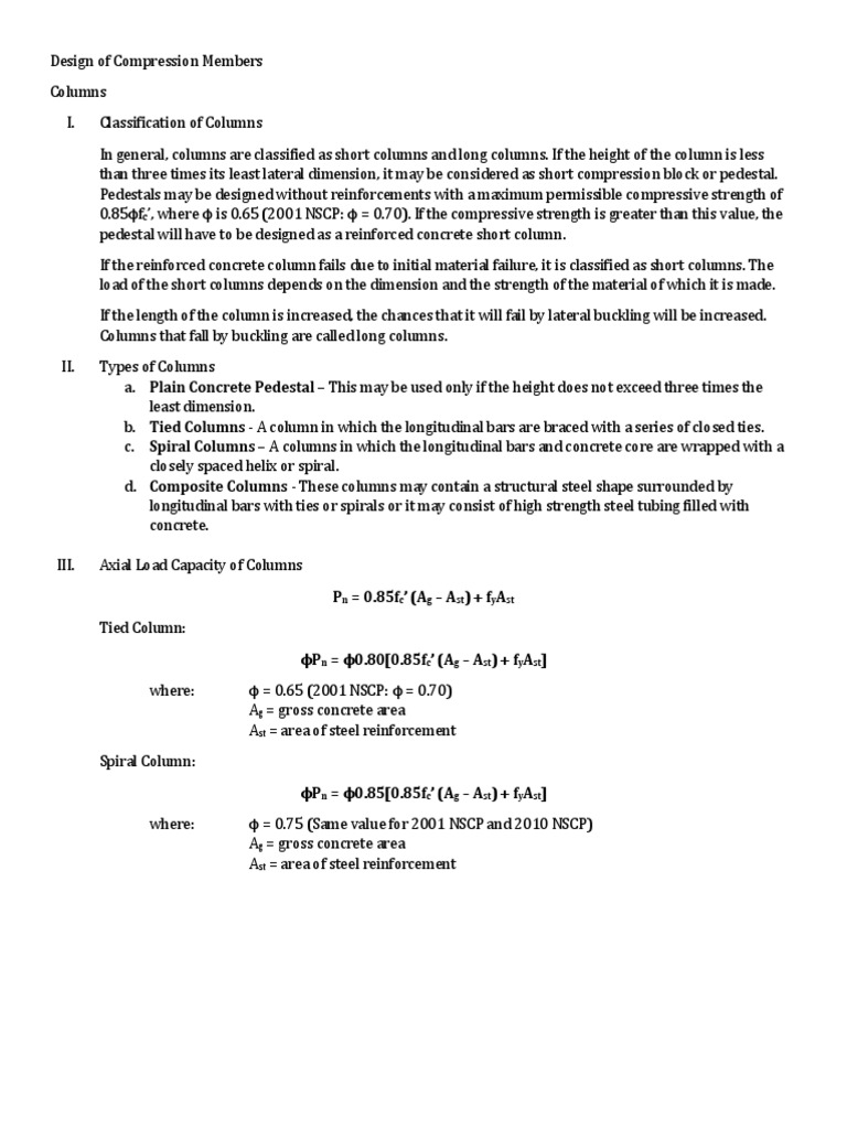 Design and Analysis of Reinforced Concrete Columns | PDF | Column ...