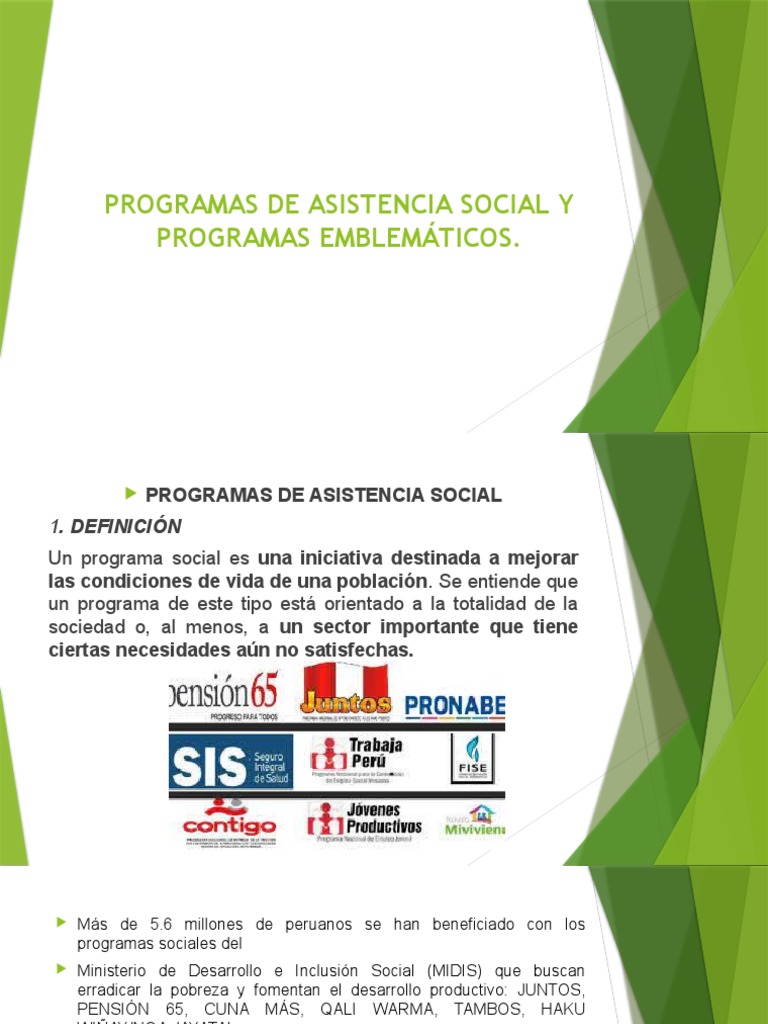 Programas de Asistencia Social Y Programas Emblemáticos | PDF