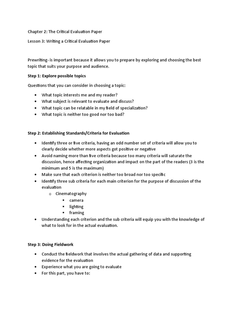 Writing Critical Evaluation Paper | PDF | Evaluation | Cognitive Science