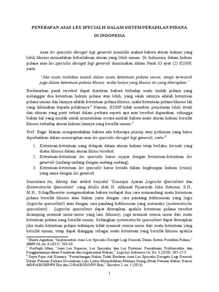 Riset - Penerapan Asas Lex Specialis | PDF