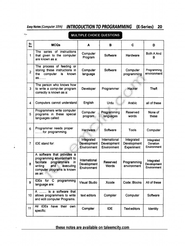 10th Computer Ch-1 MCQs+SQs | PDF