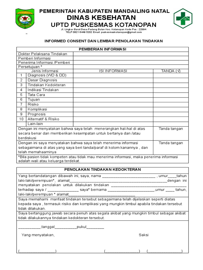 Informed Consent dan Penolakan Tindakan | PDF | Pengembangan Diri