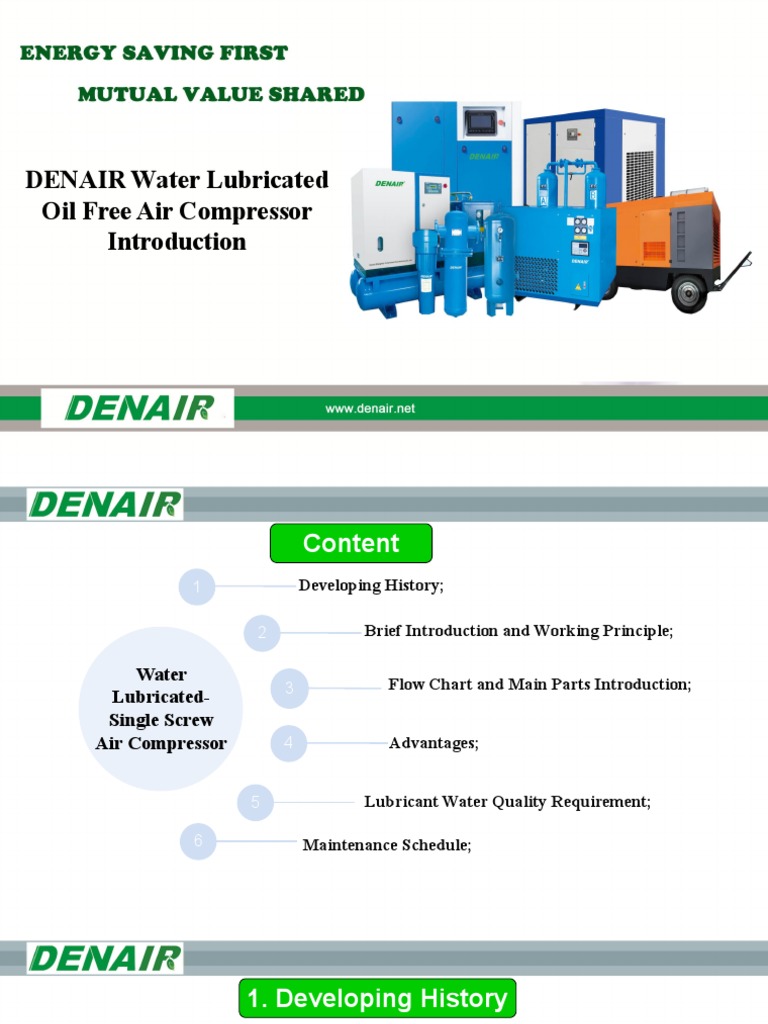 DENAIR Water Lubricated Oil Free PPT (DAW 15-132KW) | PDF | Gas ...